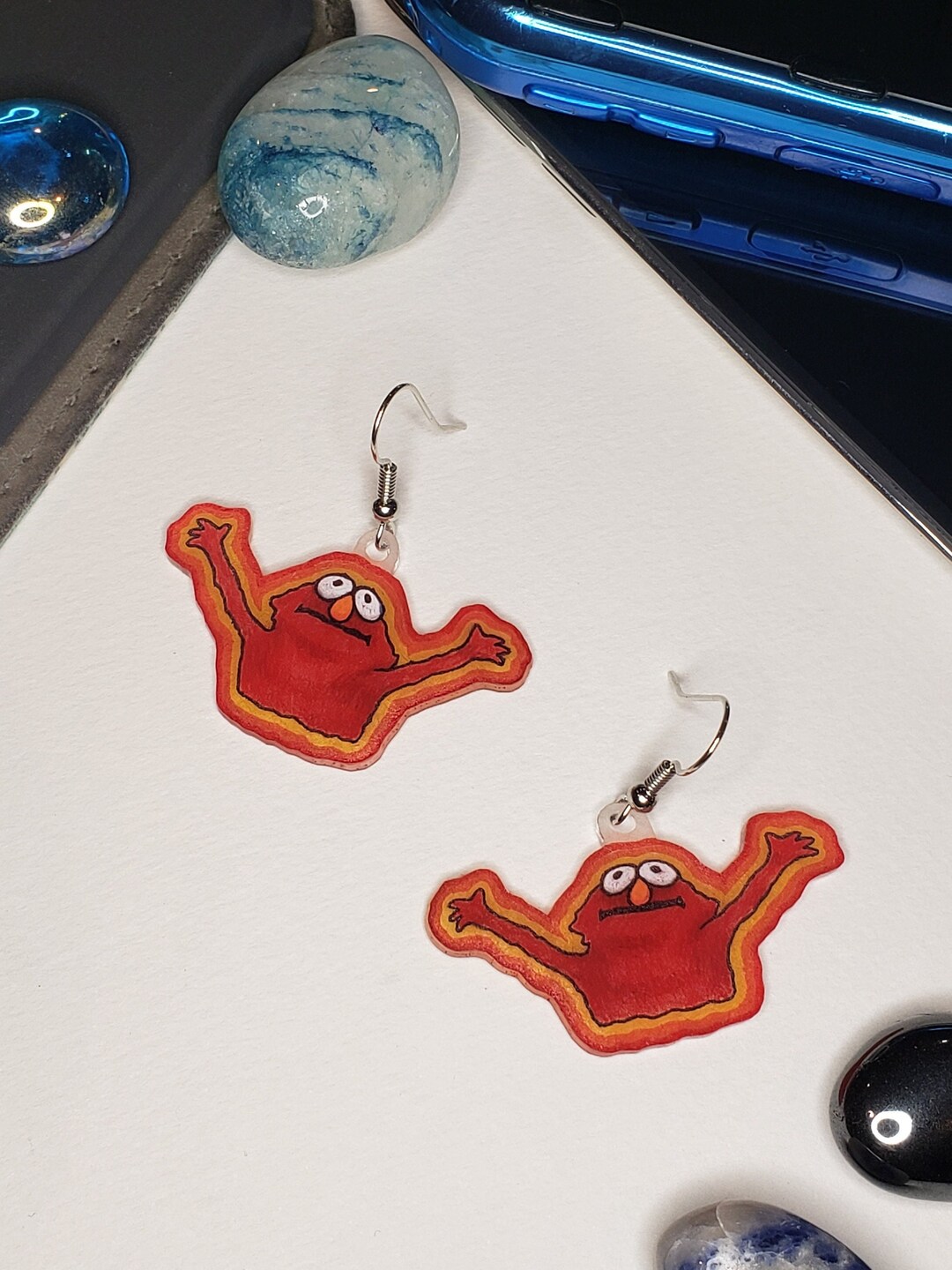 Hellfire Elmo: Elmo Meme Shrinky Dink Earrings - Etsy