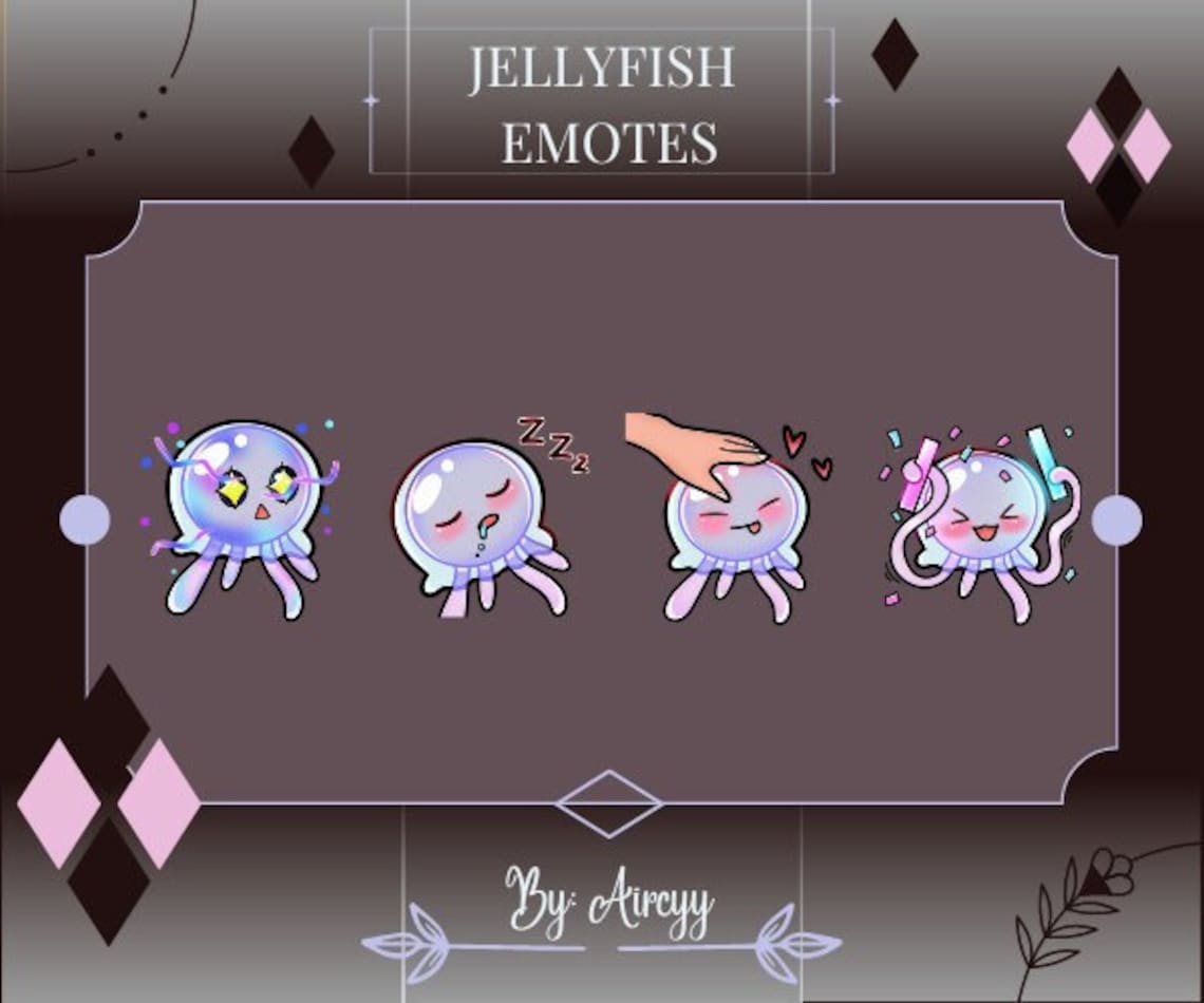 JELLYFISH EMOTES (4) / Twitch / Discord / Youtube / Streaming / Cute ...