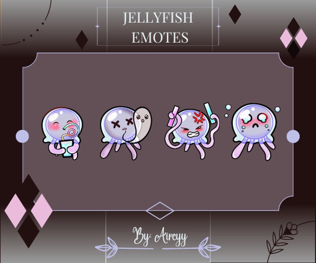 JELLYFISH EMOTES 2 (4) / Twitch / Discord / Youtube / Streaming / Cute ...