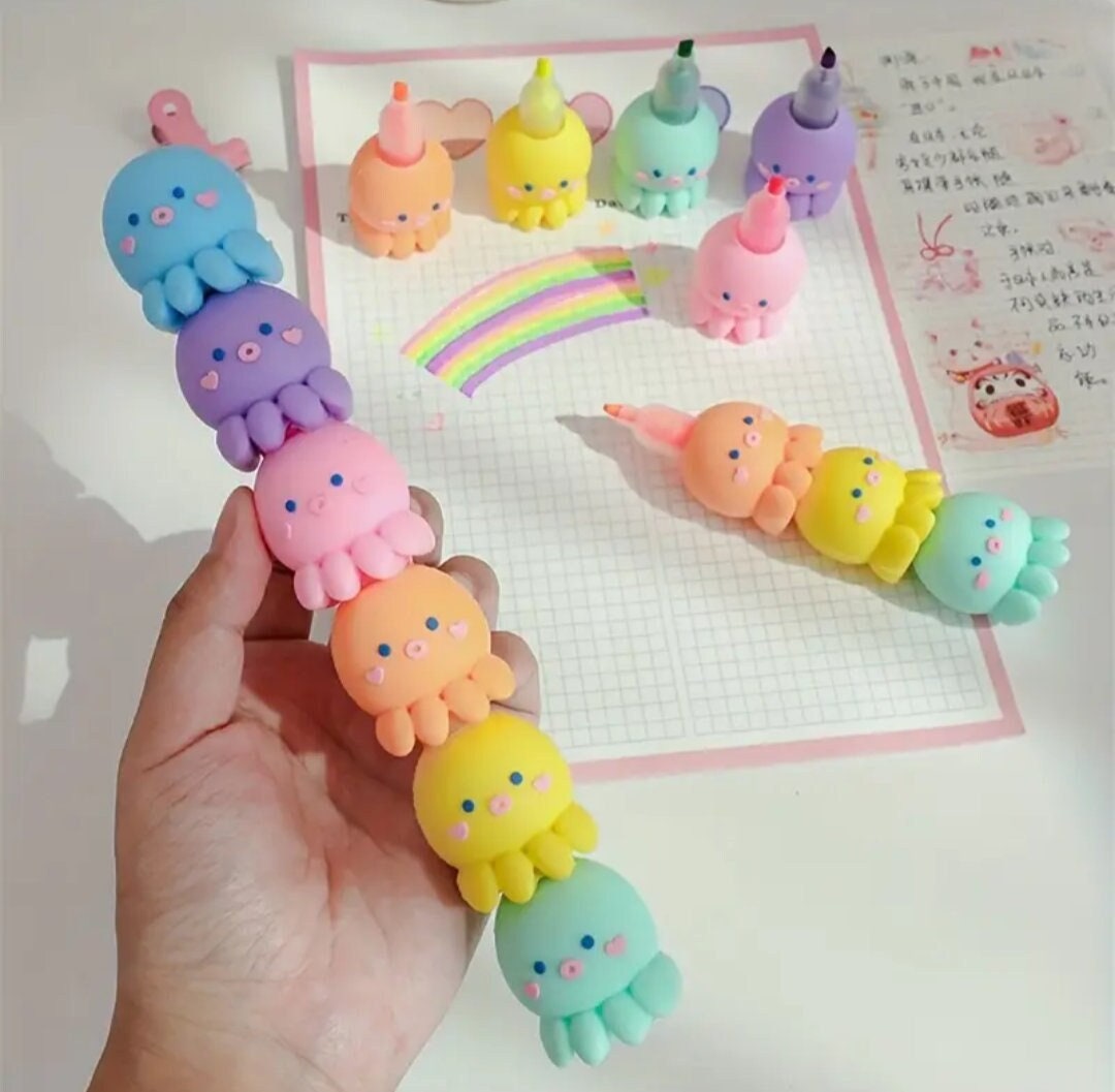 Stackable Octopus Highlighter Set, Pastel Highlighters, Cute Colored ...