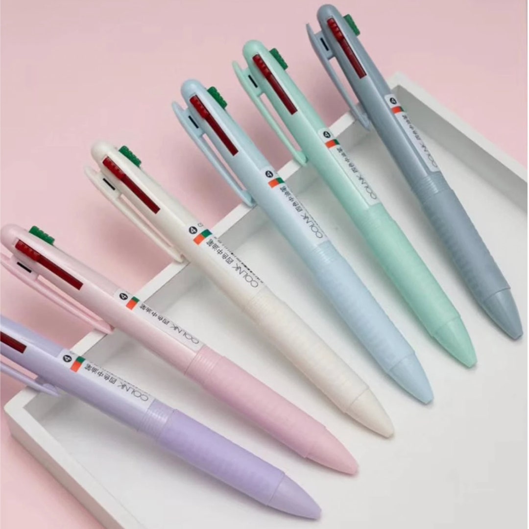 Pastel Multi Click Pens, 4 in 1 Ballpoint Pen, Multi Ink Pens, Pink Pen ...