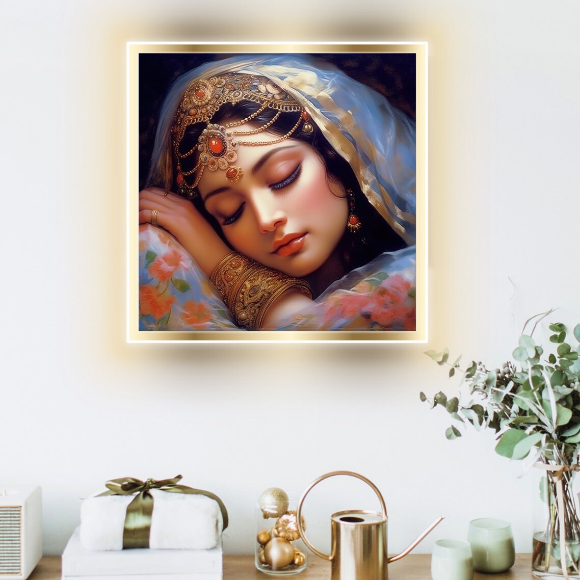Radharani Sleeping, Digital AI Art for Download, High Resolution, Wall ...
