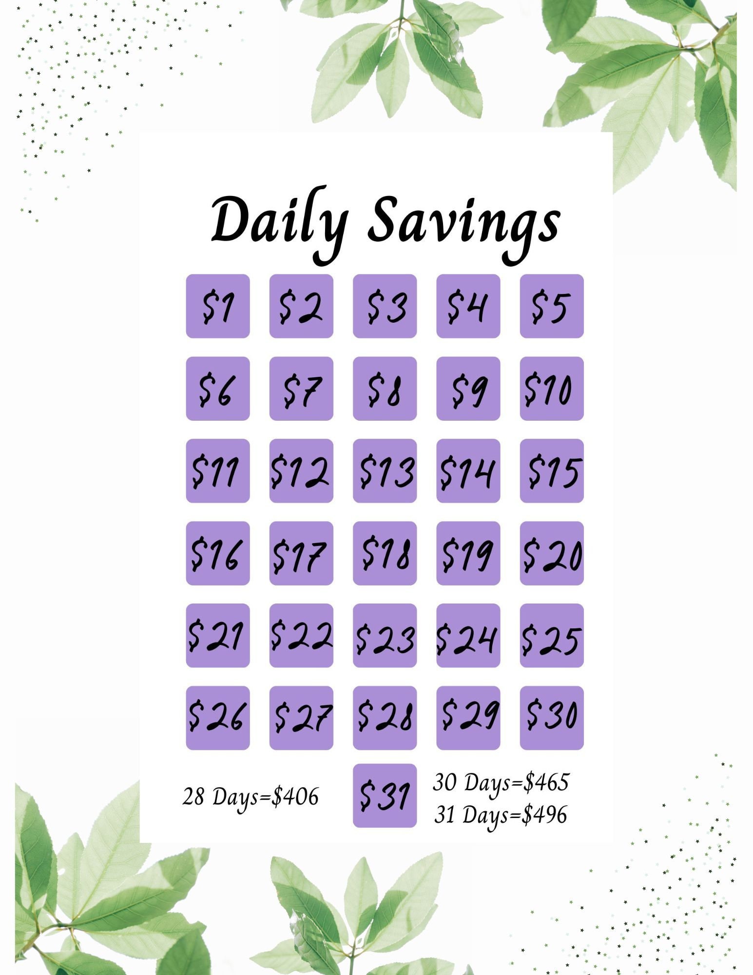 Printable Daily Cash Stuffing Savings Challenge A6 Budget Binder - Etsy