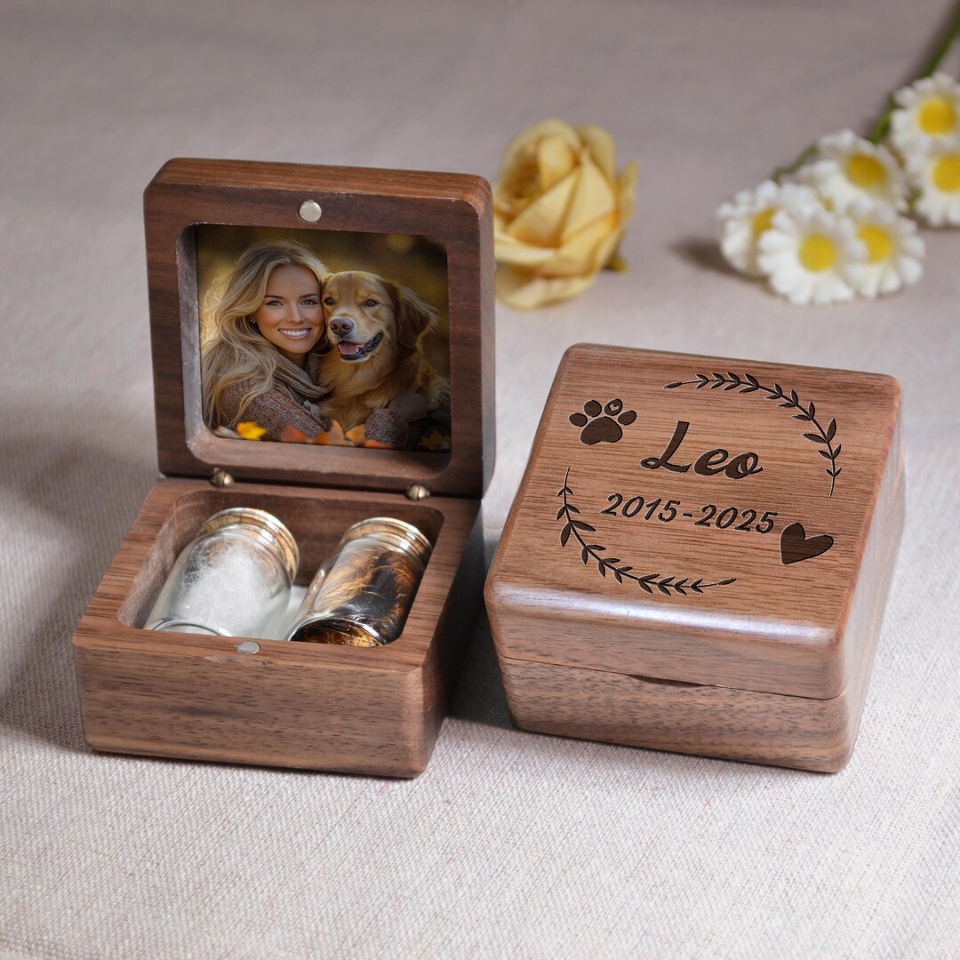 Custom Wooden Pet Fur Memorial Box •pet Small Ashes Box •personalized ...