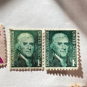 Thomas Jefferson 1 Cent Stamp Green - Etsy