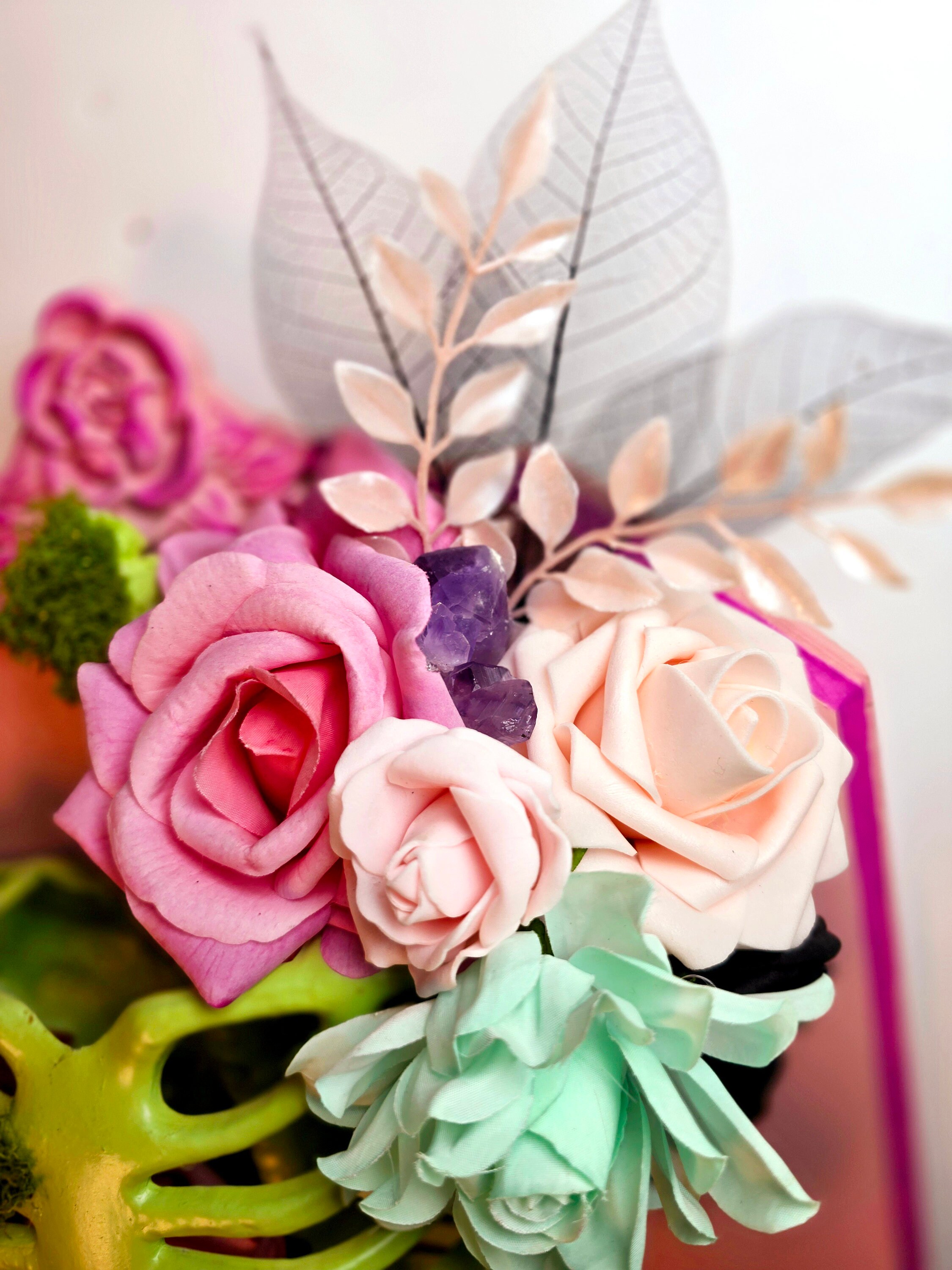 Pastel Goth Floral Skeleton Torso With Amethyst Clusters - Etsy