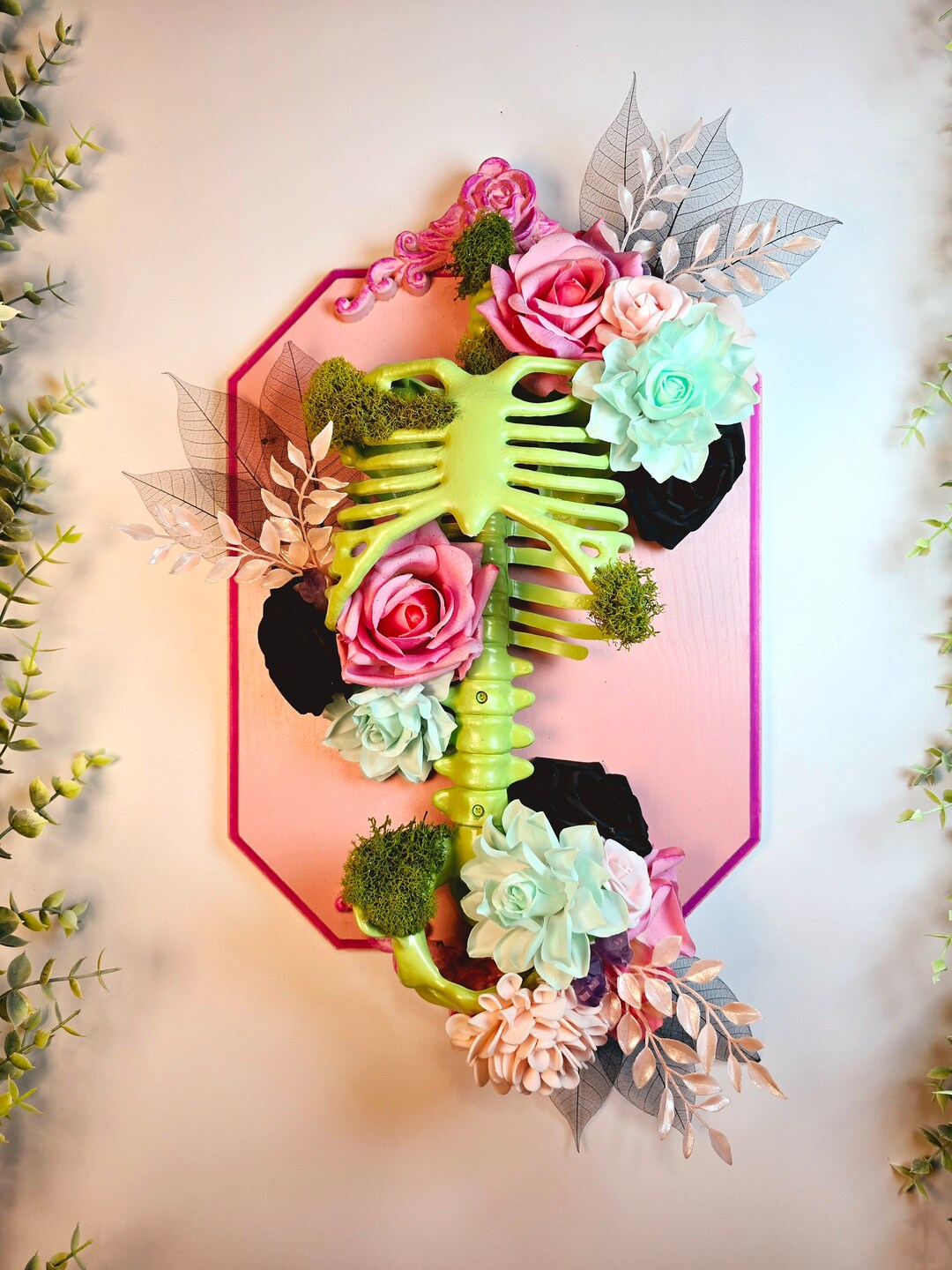 Pastel Goth Floral Skeleton Torso With Amethyst Clusters - Etsy