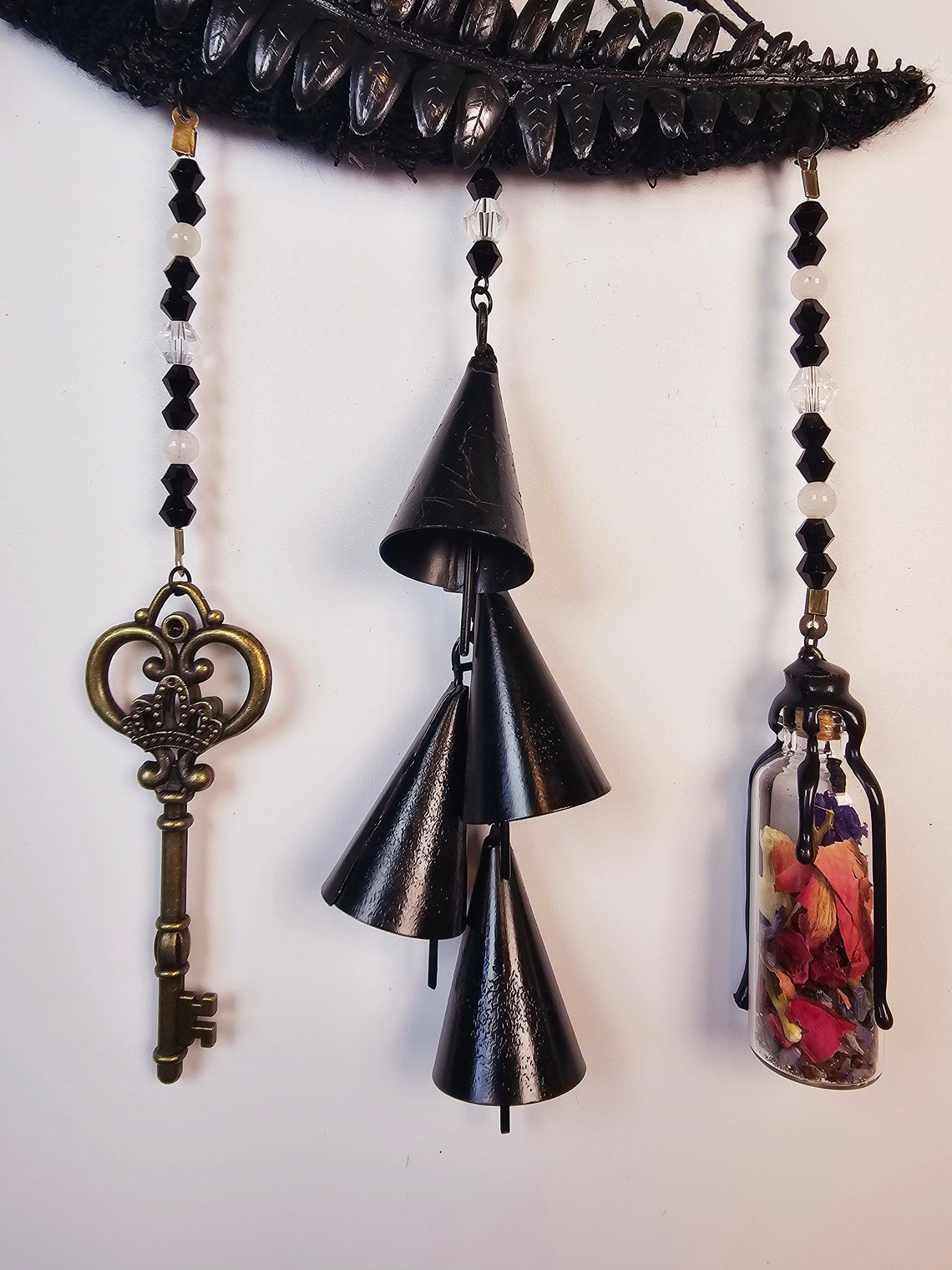 Crescent Moon Wreath, Witch Bells, Protection Wreath, Moon Decor, Witch ...