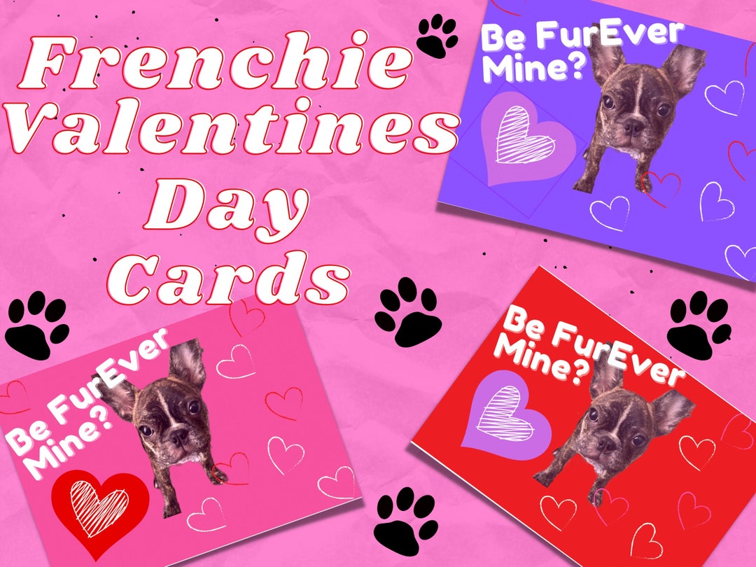 Digital Instant Download French Bull Dog Valentines Day Cards, Cute ...