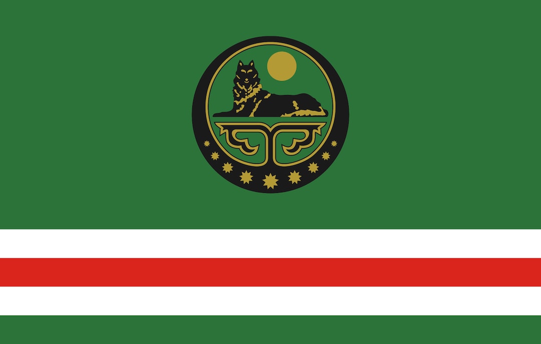 National Flag of the Chechen Republic of Ichkeria With Coat of - Etsy