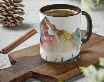 Watercolor Mountain Mug Evergreen Nature Lover Outdoors Mountain Range ...