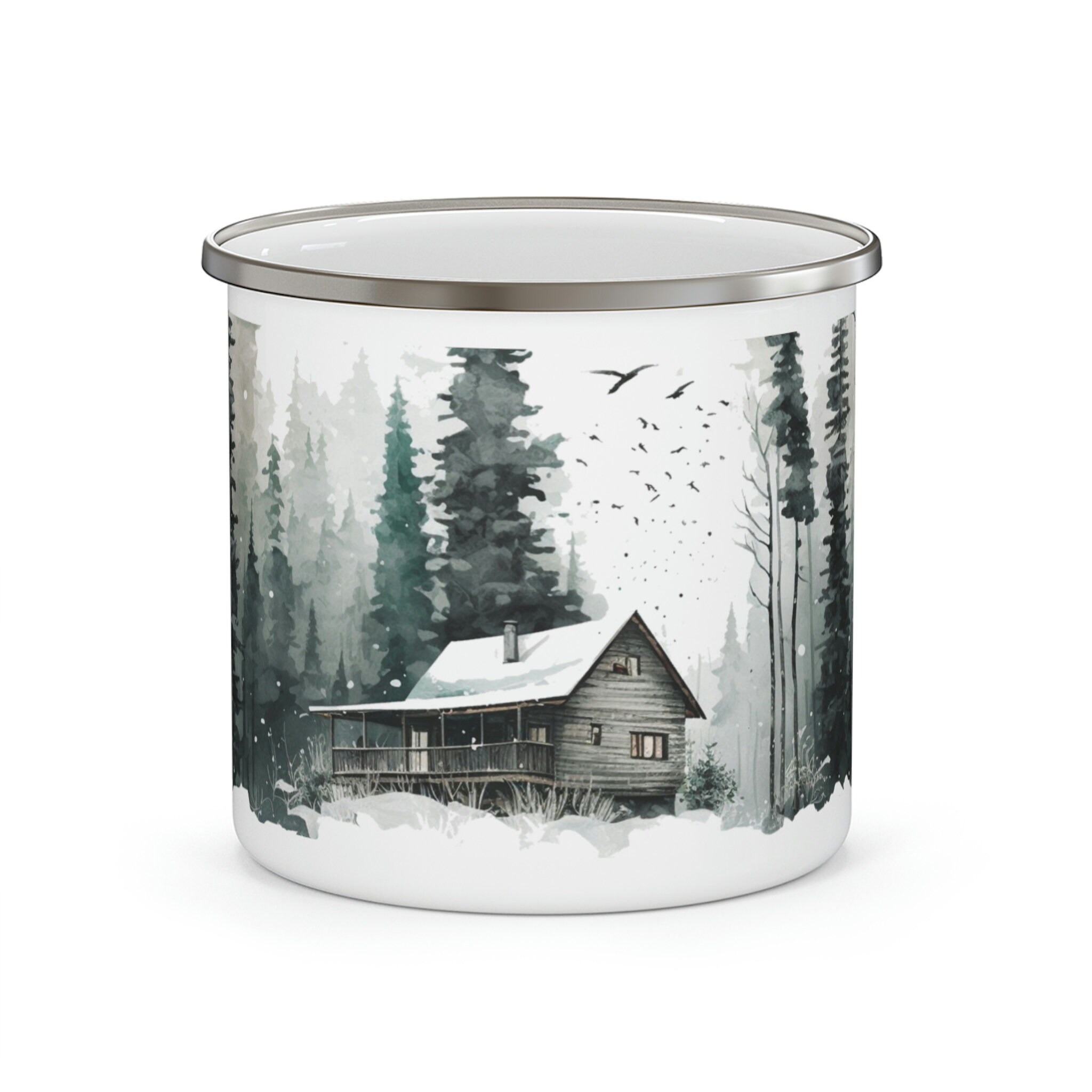 Snowy Cabin Mug Mountain Mug Outdoor Camping Backpacking 12 Oz - Etsy