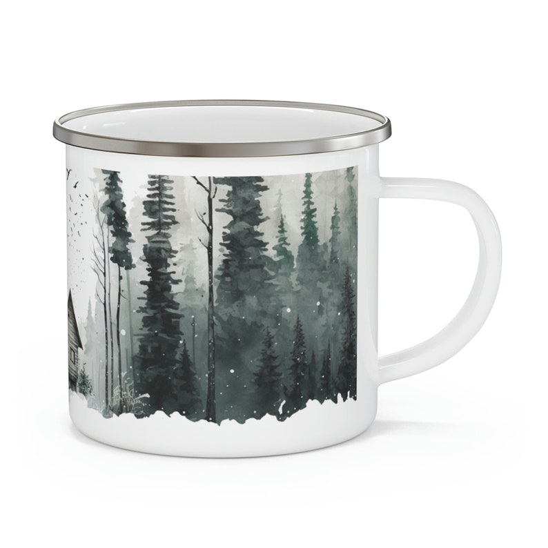 Snowy Cabin Mug Mountain Mug Outdoor Camping Backpacking 12 Oz - Etsy
