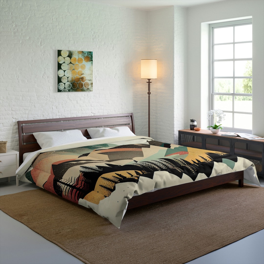 Mountain Comforter Rocky Mountains Scenic Outdoors Abstract Camping ...
