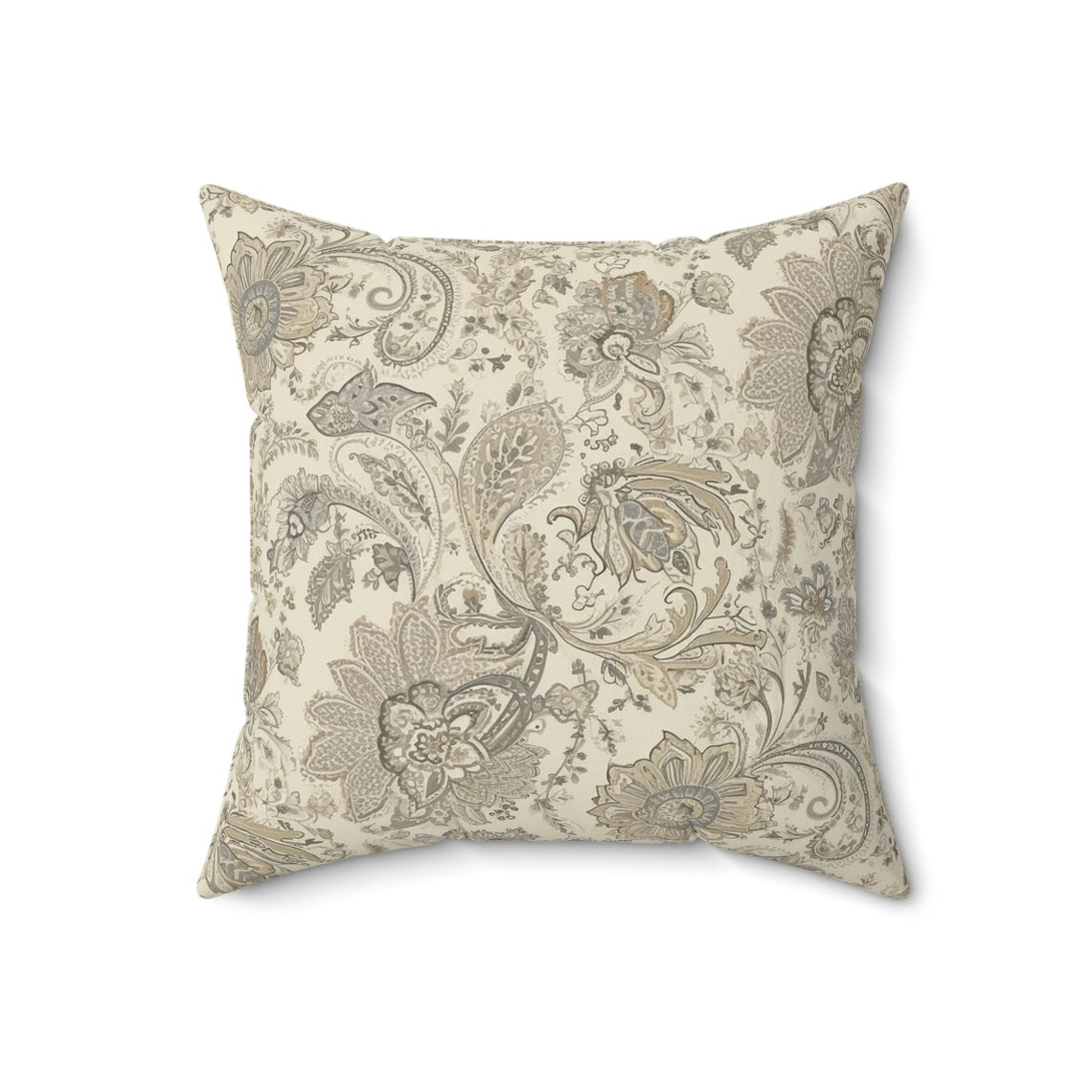 Gray and Beige Paisley Pillow Floral Pillow Paisley Floral - Etsy