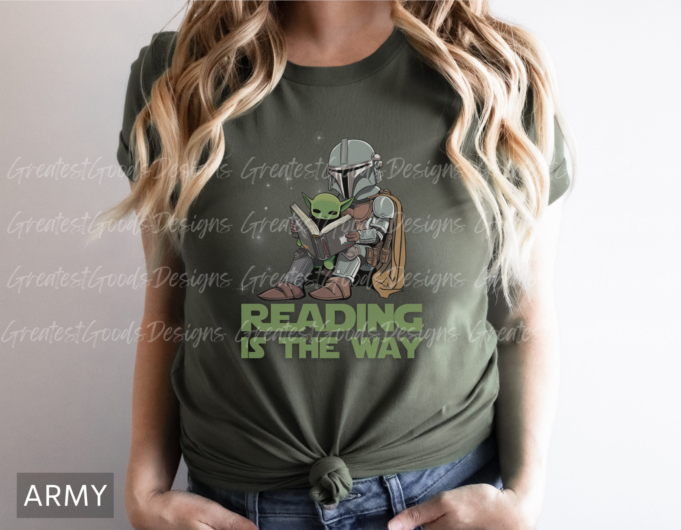 Reading Shirt Mandalorian Baby Yoda Teacher Reading Shirt Funny Star ...
