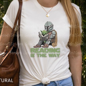 Reading Shirt Mandalorian Baby Yoda Teacher Reading Shirt Funny Star ...