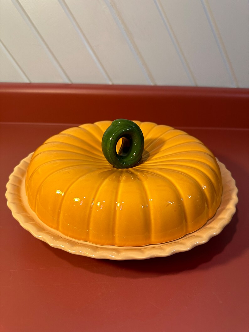 Vintage Pumpkin Pie Recipe Plate With Pumpkin Shaped Lid - Etsy