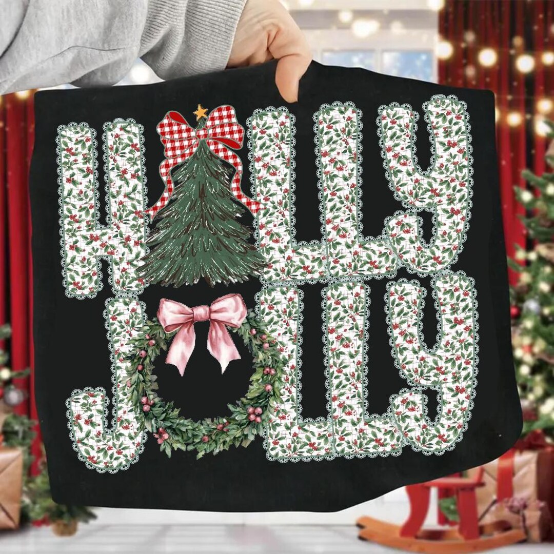 Holly Jolly Png, Coquette Mistletoe Christmas Lace Png, Christmas Tree ...
