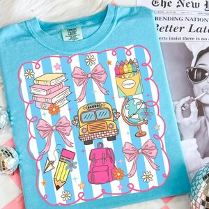 Preppy Back to School PNG Coquette, Globe, School Bus Png, Pencil Pink ...