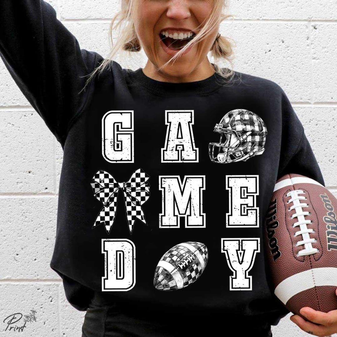 Checkered Football Png, Football Bow Png, Football Mom Png, Football ...
