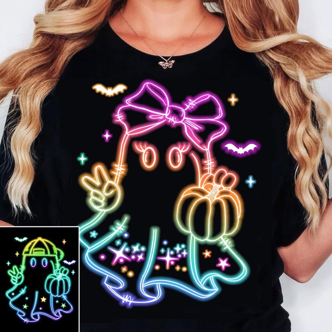 Halloween Ghost Neon Png, Retro Halloween Neon Png, Halloween Girl and ...
