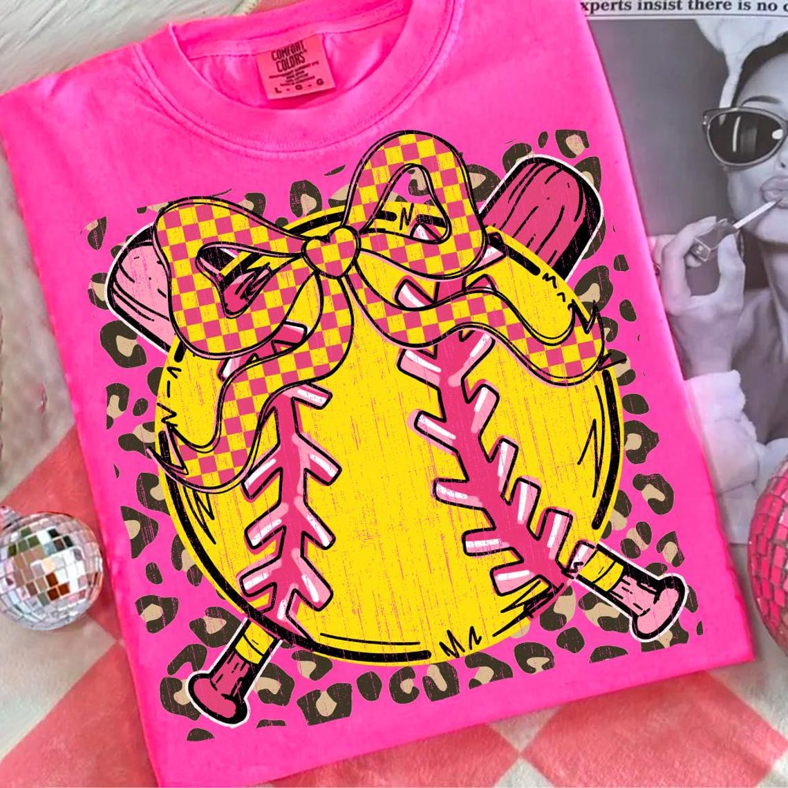 Retro Softball Game Day Png, Softball Stripes Leopard Pink Png, Leopard ...