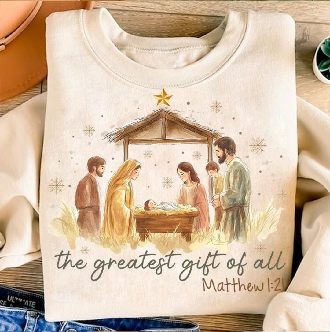 The Greatest Gift of All Png, Nativity Scene Christmas Png, Watercolor ...