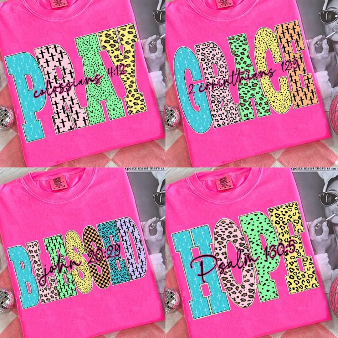 Leopard Bible Bundle Neon Png, Pray Hope Blessed Design, Checkered ...