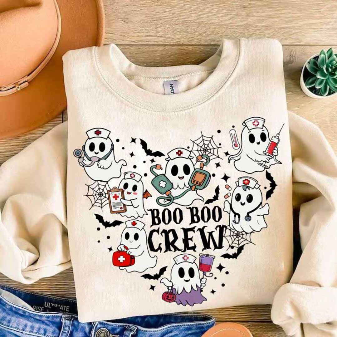Boo Boo Crew PNG File, Ghost Nurse Heart Png, Funny Nurse Png, Cute ...
