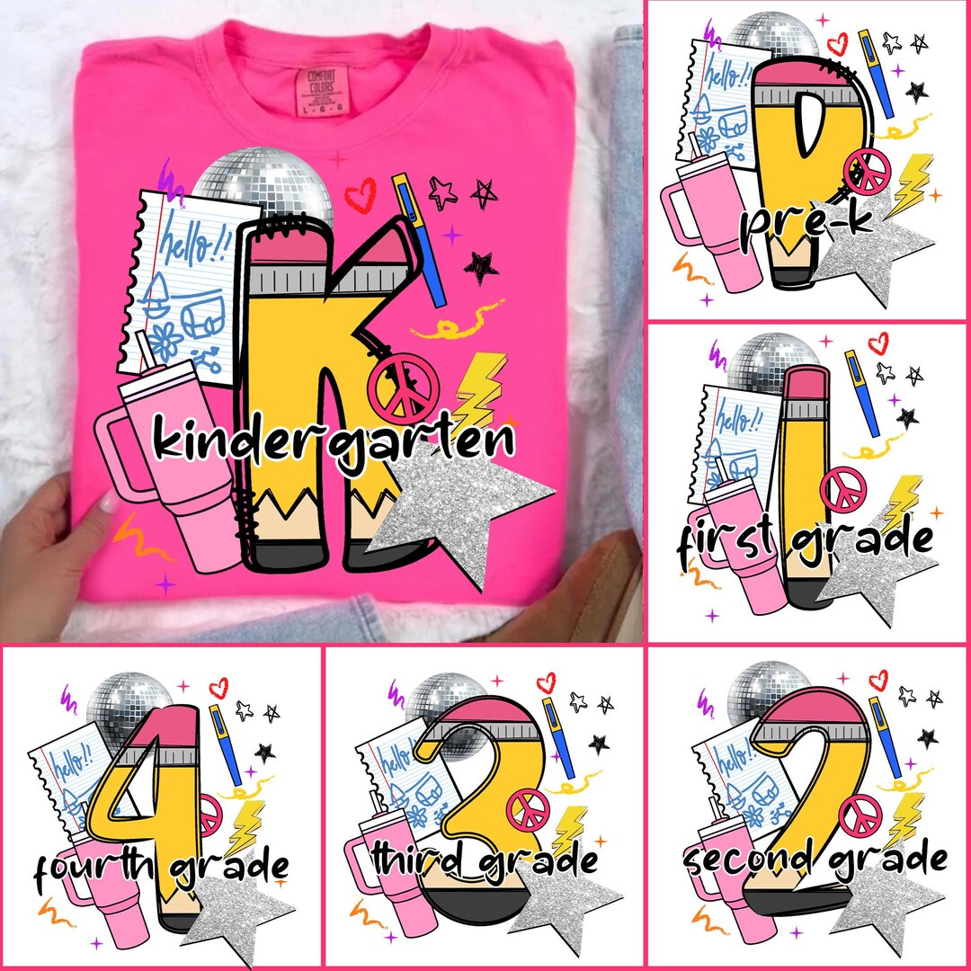 Retro Back to School PNG Bundle, Coquette Kindergarten Pre-k 1st 2nd ...