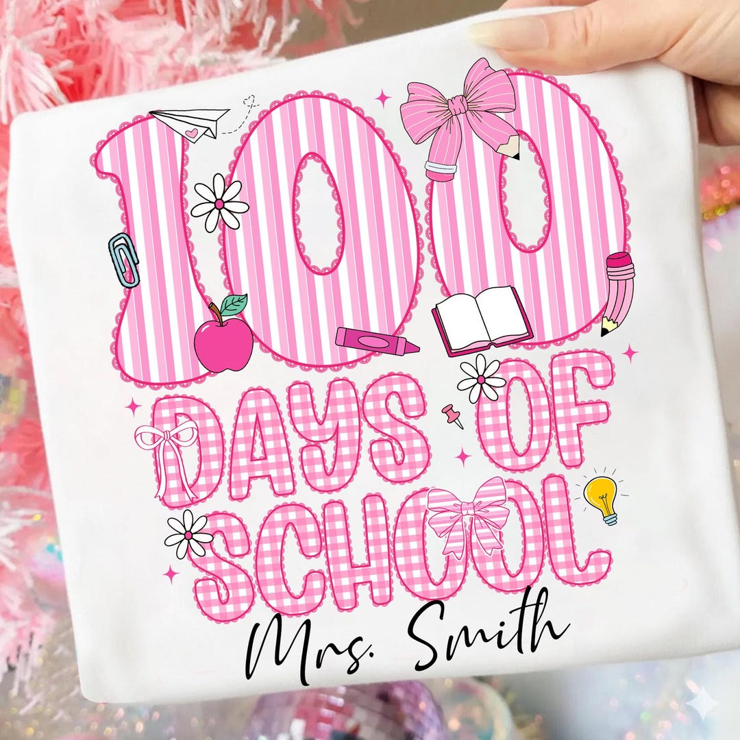 Personalized Teacher 100 Days of School Coquette PNG, Teacher 100 Days ...