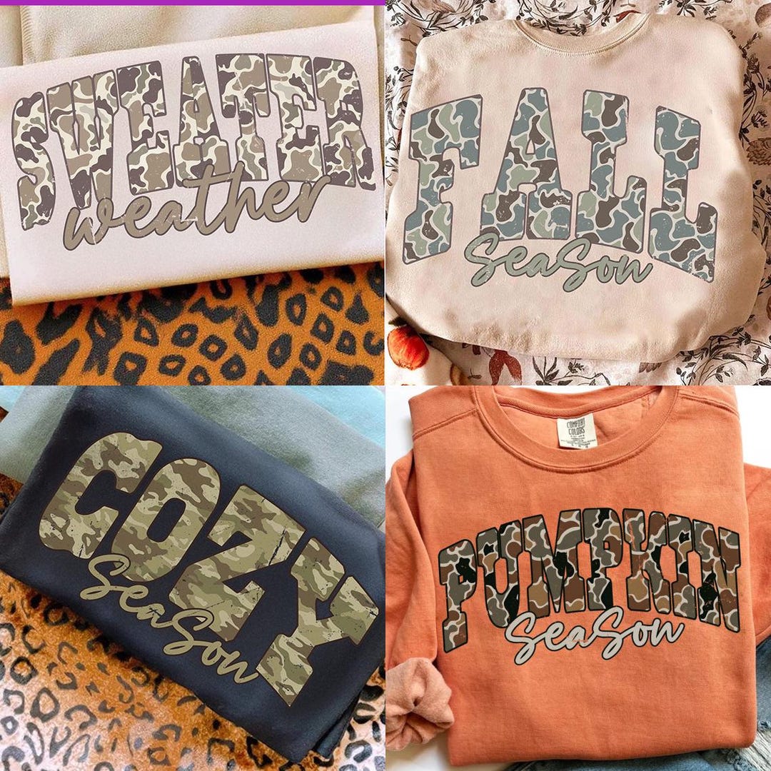 Cozy Sweater Camo Western PNG Bundle, Preppy Camo Pumpkin Season ...
