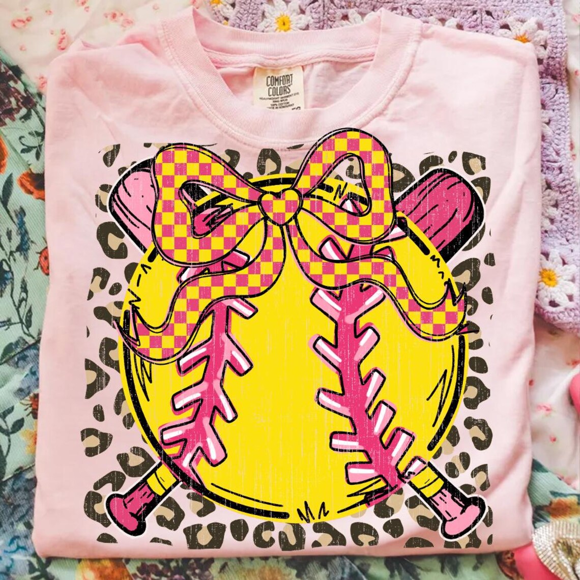 Retro Softball Game Day Png, Softball Stripes Leopard Pink Png, Leopard ...