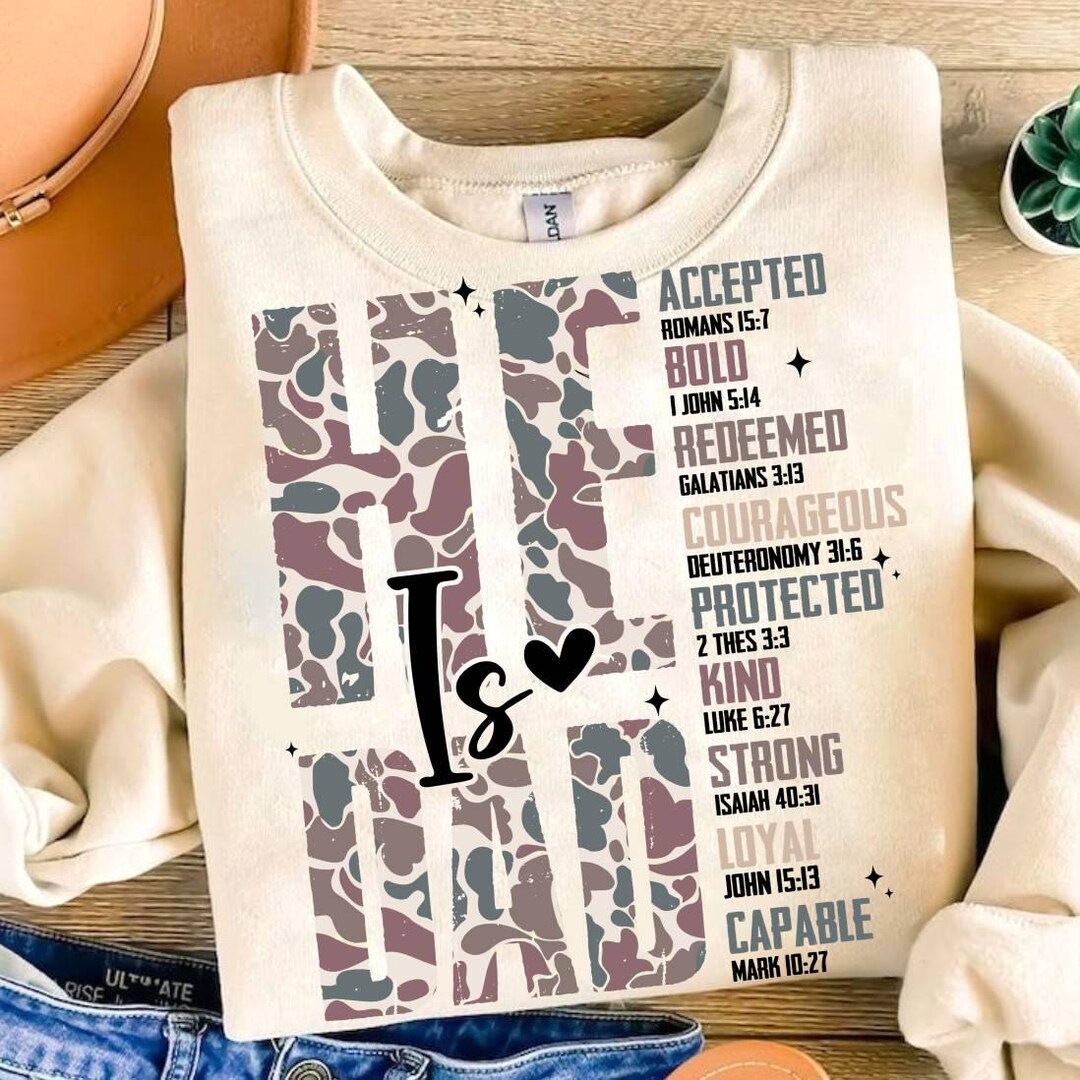 Preppy He is Dad Png, Camo Dad Checkered PNG, Father's Day Png, Bible ...