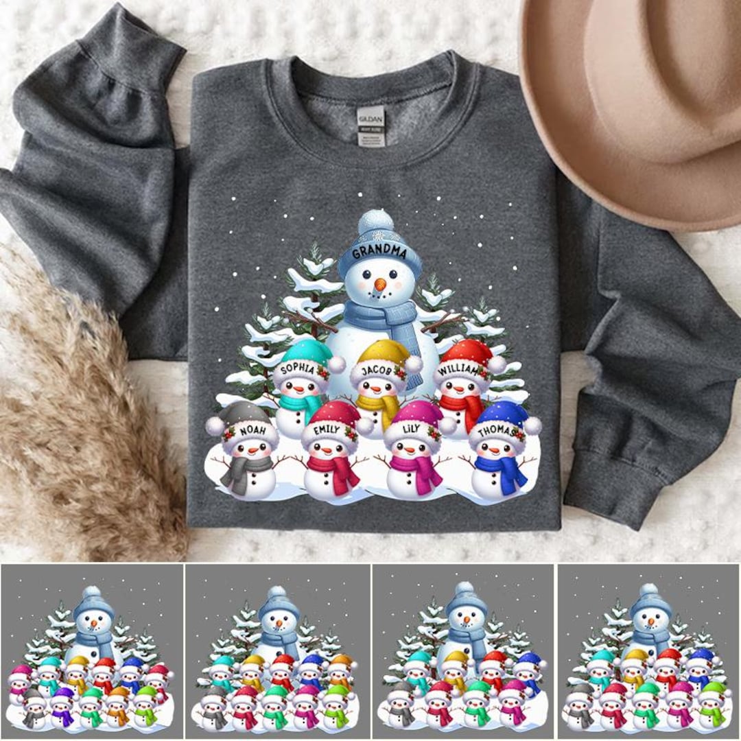 Personalized Grandma Snowman Png, Custom Cozy Snowman Png,add Grandkids ...