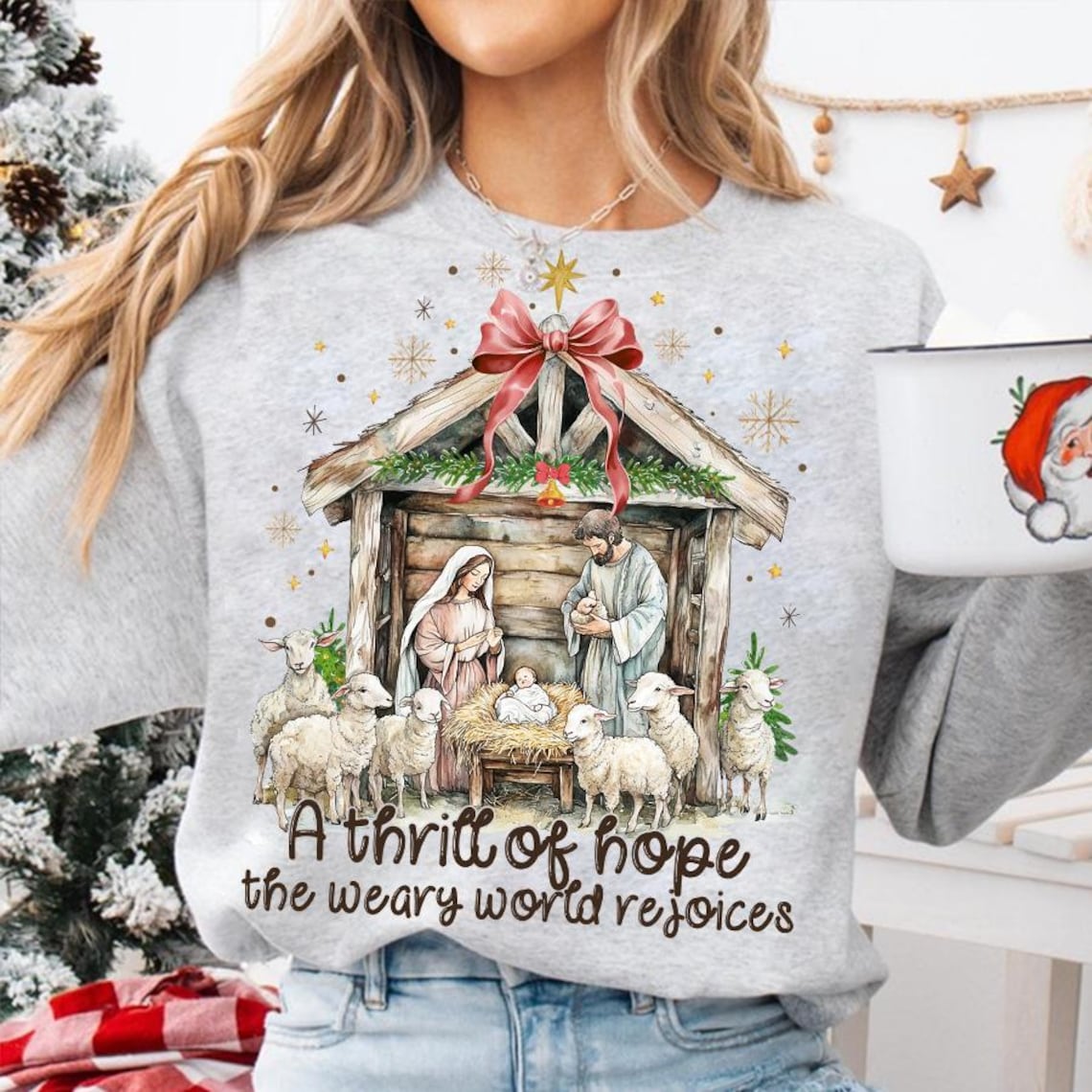 A Thrill of Hope Png, Nativity Scene Christmas Png, Coquette Jesus ...