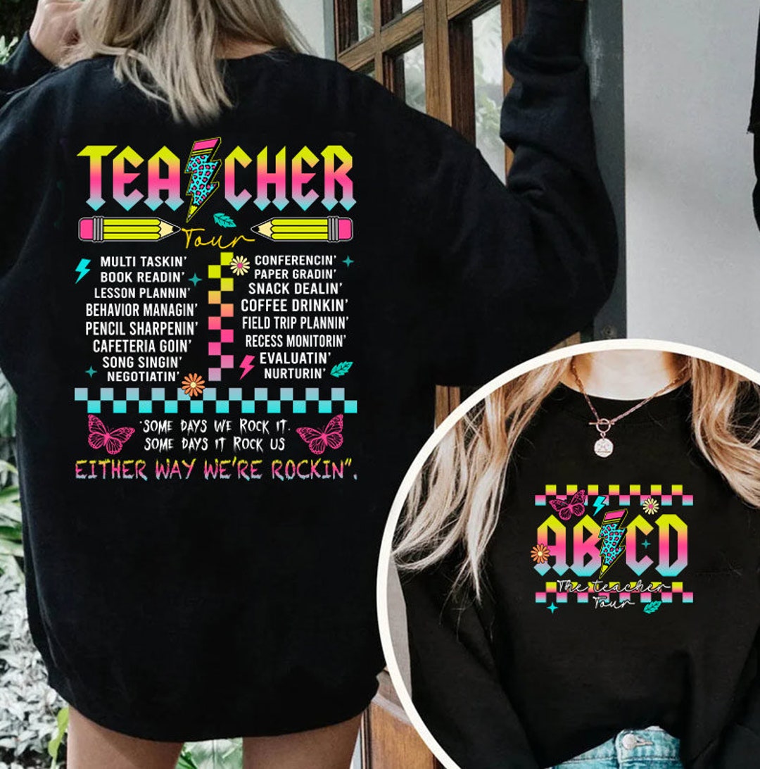 Retro Teacher Tour Png, ABCD Teacher Tour Png, Back to School, End of ...