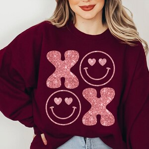 Xoxo Smiley Face Sequins Glitter Png, Valentine’s Day Sublimation Png ...