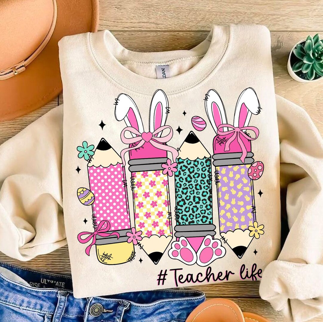 Teacher Easter Pencil Bunny Png, Easter Teacher Png, Happy Easter Png ...