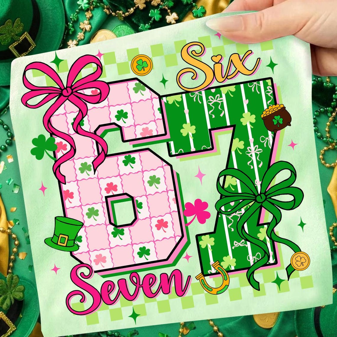 Coquette Six Seven 67 Patrick Png, Lucky Number 67 Png, Trendy 67 Meme ...