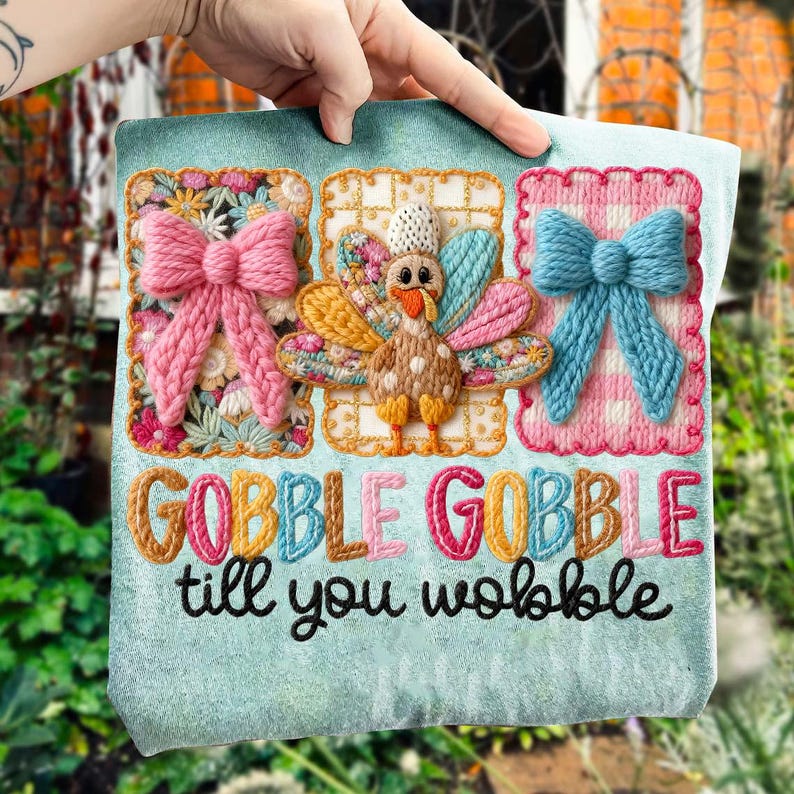 Thankful Turkey Gobble Till You Wobble You Latch Hook Yarn Crochet PNG ...