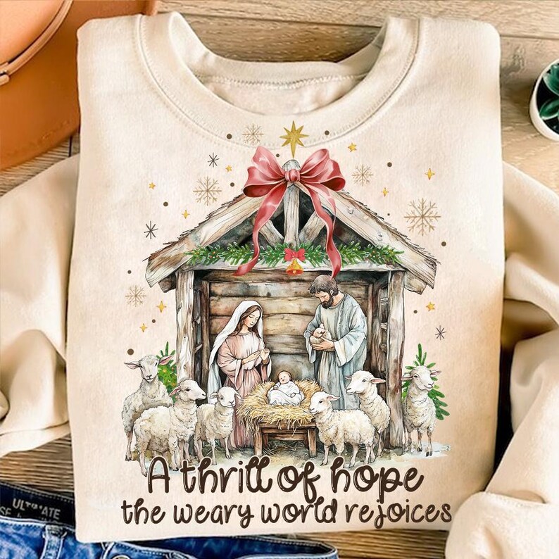 A Thrill of Hope Png, Nativity Scene Christmas Png, Coquette Jesus ...