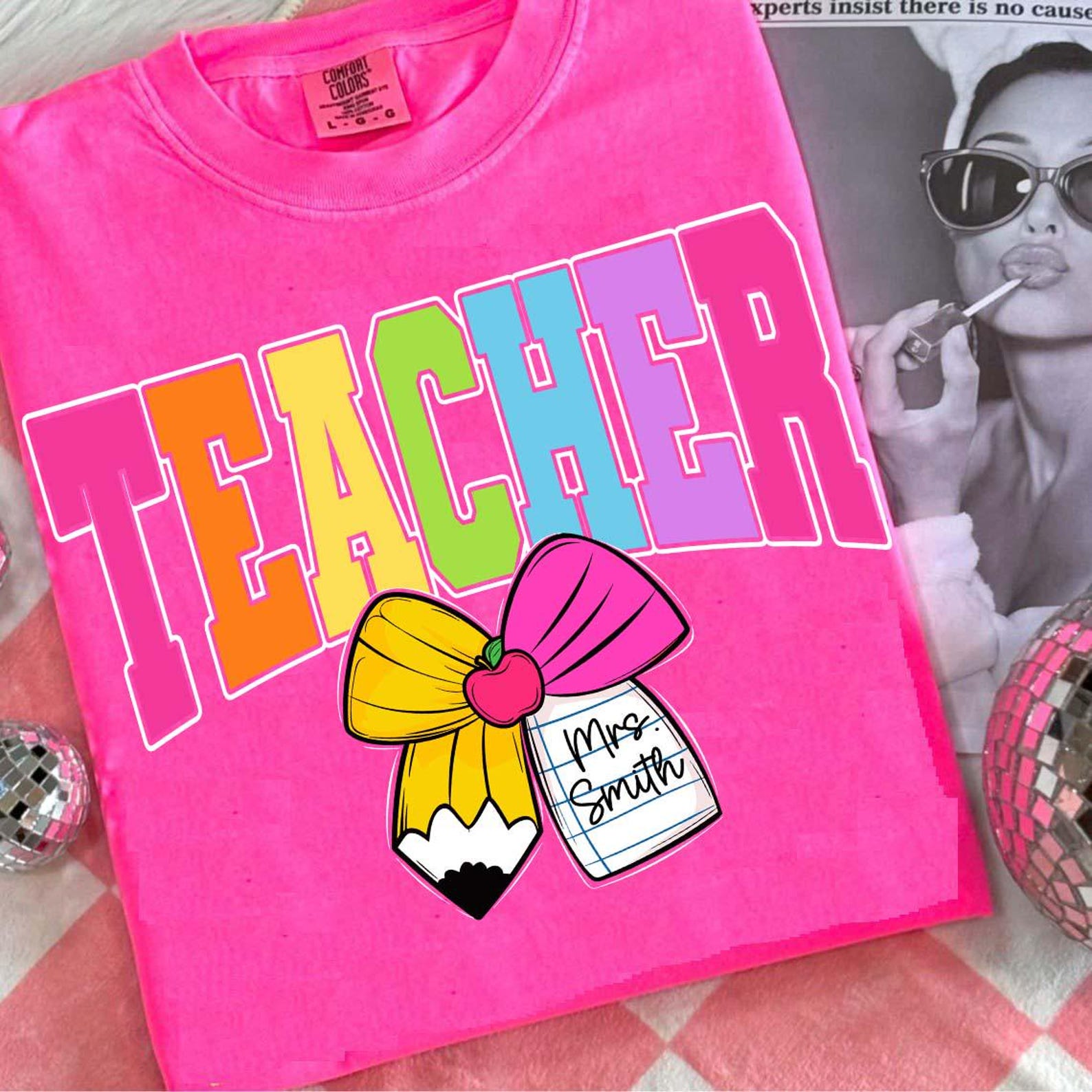 Custom Teacher Back to School PNG Neon Disstressed Bundle, Custom ...