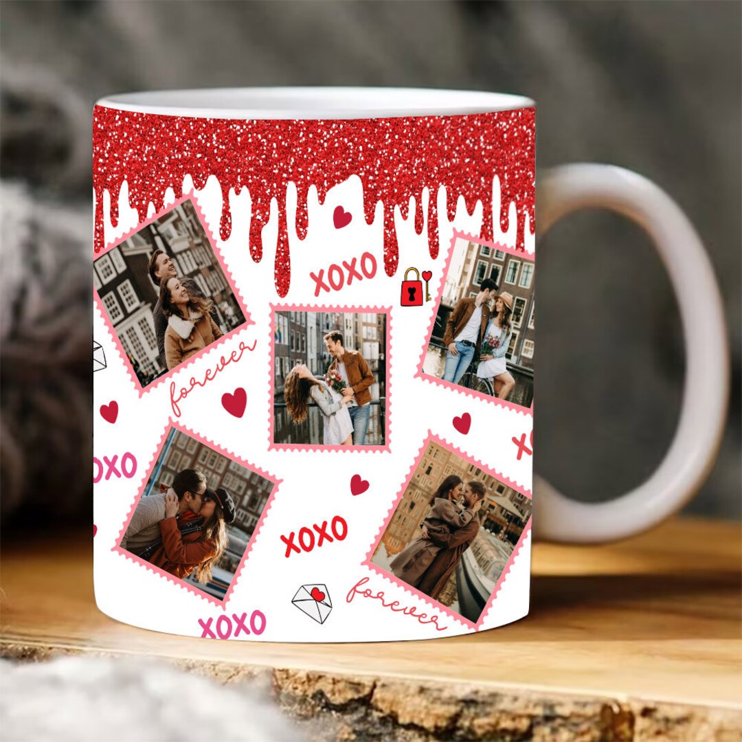 Love Valentines Day Mug Wrap Png, Photo Pink Glitter Heart 11oz 15oz ...