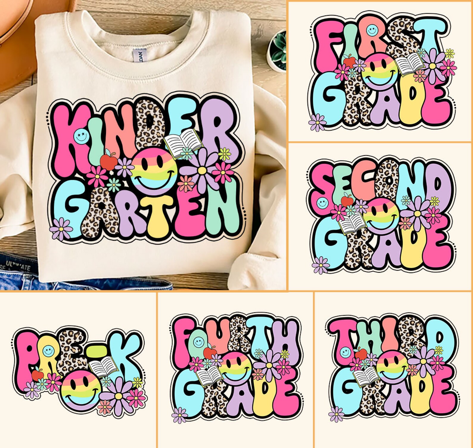 Retro Back to School Bundle, Kindergarten, First Day of School, School ...