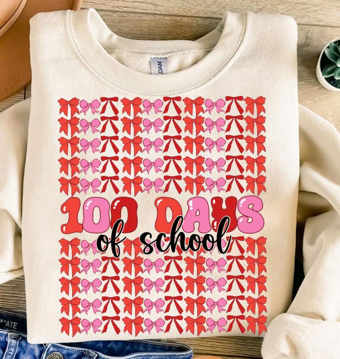 100 Days of School Coquette Bow Png, 100 Coquette Teacher Bow Png, 100 ...