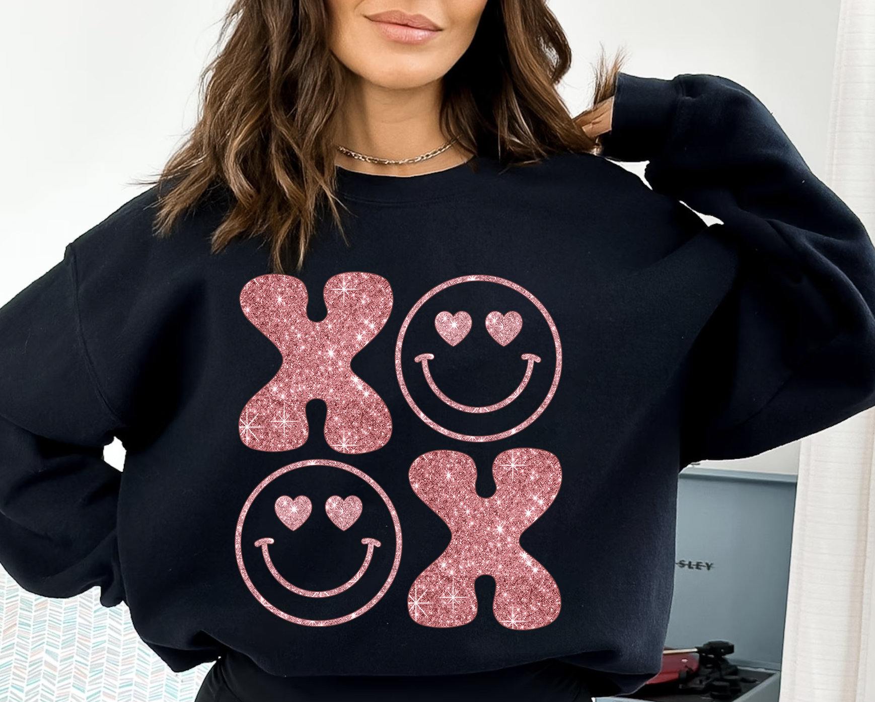 Xoxo Smiley Face Sequins Glitter Png, Valentines Day Sublimation Png ...