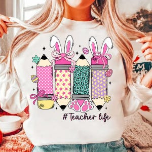 Teacher Easter Pencil Bunny Png, Easter Teacher Png, Happy Easter Png ...