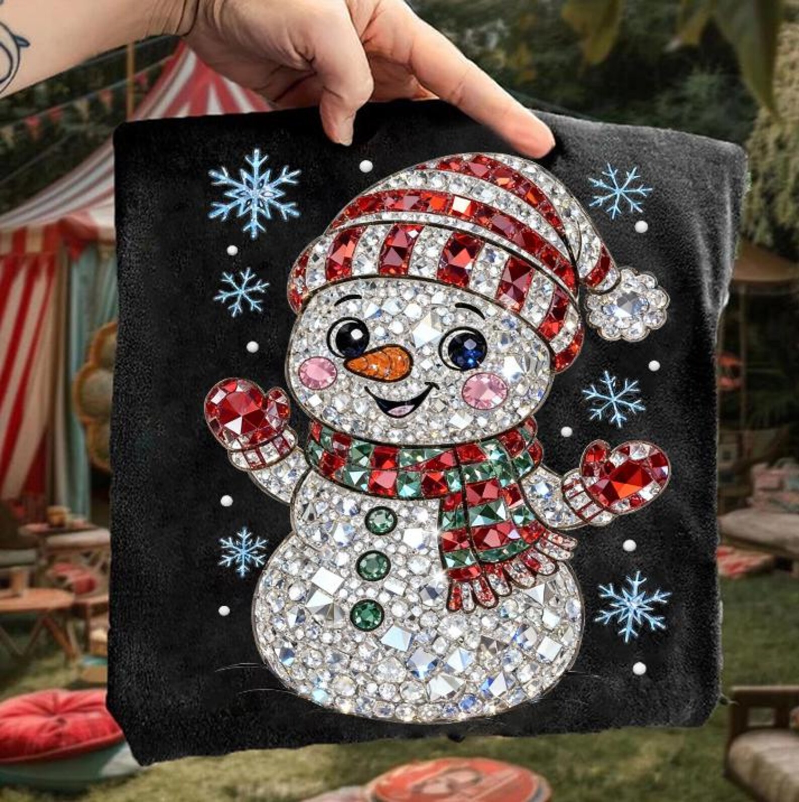 Retro Snowman Rhinestone Png, Crystal Mosaic Holiday Sublimation, Bling ...